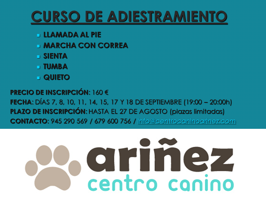 Centro Canino Ariñez | Nuevas fechas para el curso de adiestramiento en ...